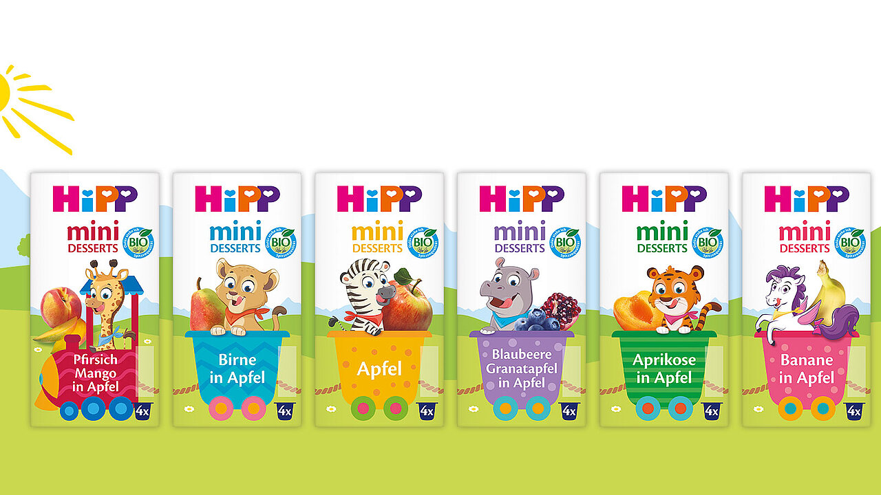 Piure bio de fructe mere-afine-rodie la pahar pentru copii | HiPP Organică